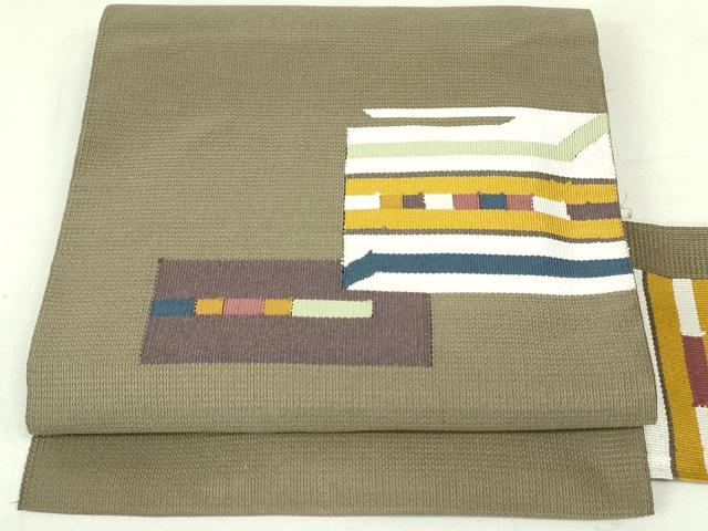 平和屋着物●八寸名古屋帯　幾何学文様　正絹　逸品　DAAU6641ob