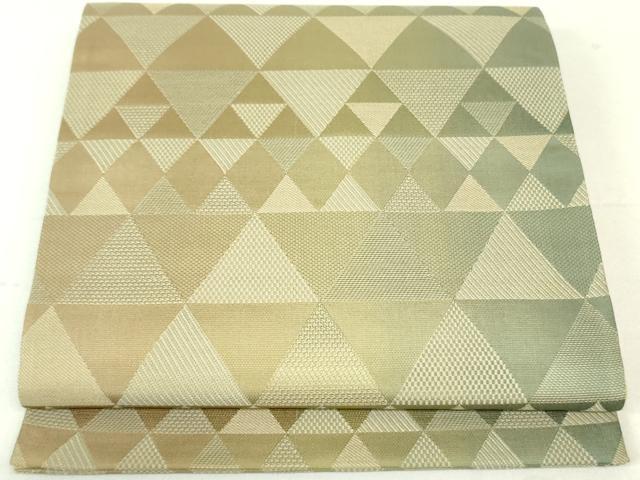 平和屋着物●全通柄袋帯　幾何学横段文　正絹　逸品　DAAU6675ob
