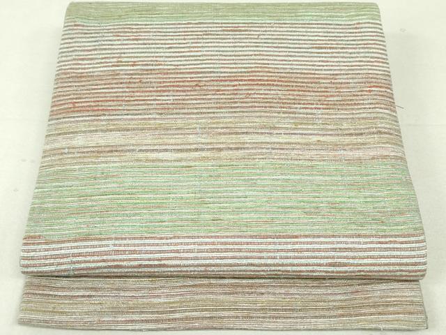 平和屋着物●六通柄袋帯　紬地　横段文　正絹　逸品　DAAU6676ob