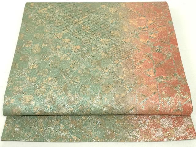 平和屋着物●全通柄袋帯　抽象文様　金銀彩　引箔　正絹　逸品　DAAU6678ob