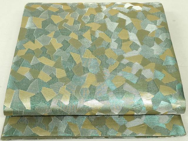 平和屋着物●六通柄袋帯　霞文　金糸　正絹　逸品　DAAU6688ob