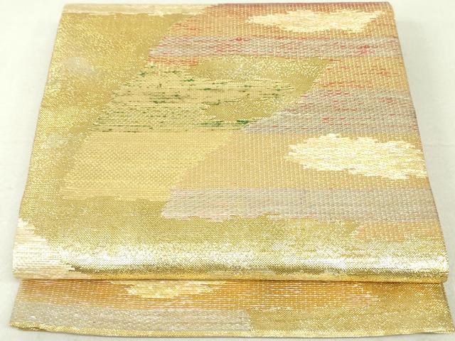 平和屋着物●西陣図案家 徳田義三　両面　太鼓柄袋帯　霞文　金銀糸　引箔　正絹　逸品　DAAU6690ob