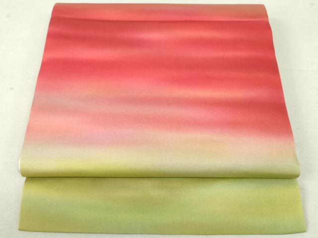 平和屋着物●虹色創家　本郷大田子　九寸開き名古屋帯　霞文　正絹　逸品　DAAU6700ob