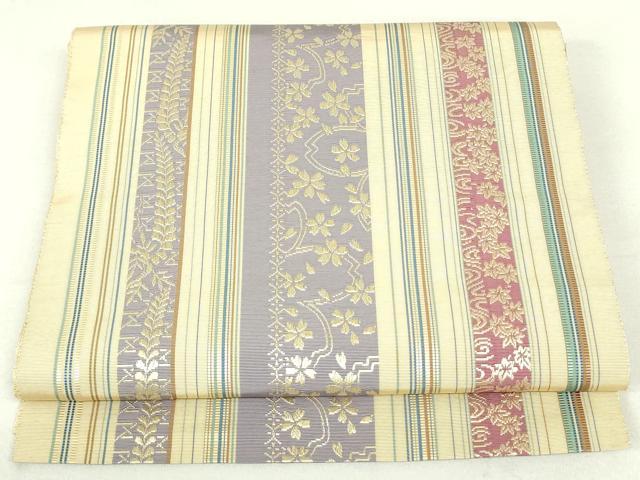 平和屋着物●本場筑前博多織　八寸名古屋帯　舞桜間道　正絹　逸品　DAAU6716ob