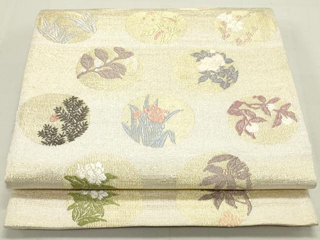 平和屋着物●六通柄袋帯　唐織　草花丸文　金銀糸　正絹　逸品　DAAU6754ob