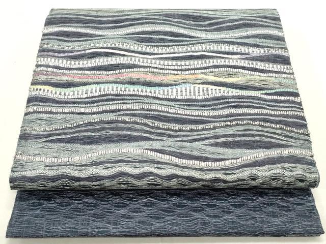 平和屋着物▽太鼓柄袋帯　スリーシーズン　春夏秋　櫛織　横段文　正絹　逸品　DAAU6770ob