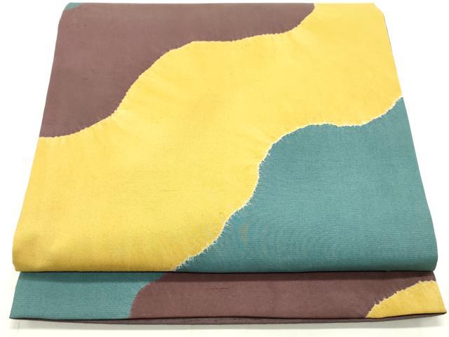 平和屋着物●全通柄袋帯　紬地　絞り　霞文　正絹　逸品　DAAU6773ob