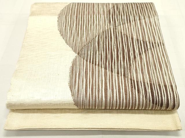 平和屋着物●太鼓柄袋帯　草木染　櫛織　抽象文様　正絹　逸品　DAAU6775ob