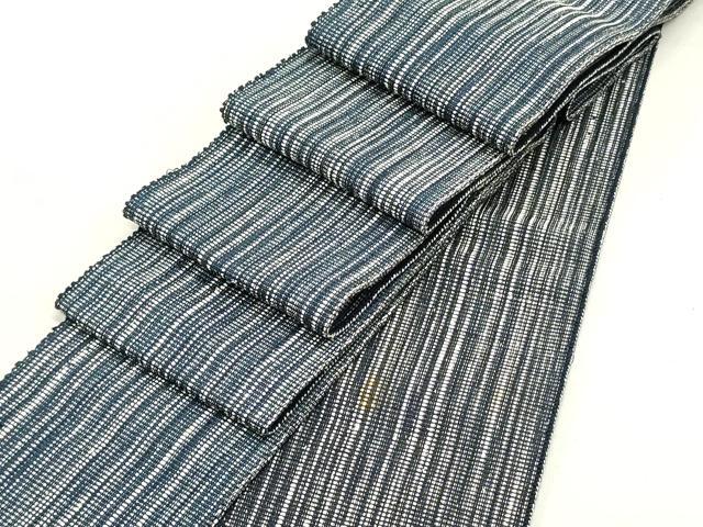 平和屋着物●男性　両面　角帯　紬地　霞文　正絹　逸品　未使用　DAAU6792ob