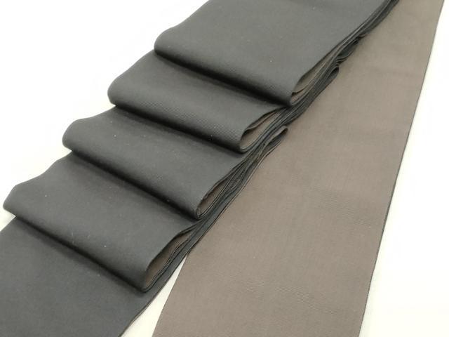 平和屋着物●本場筑前博多織　男性　両面　角帯　濡羽色　涅色　正絹　逸品　DAAU6793ob