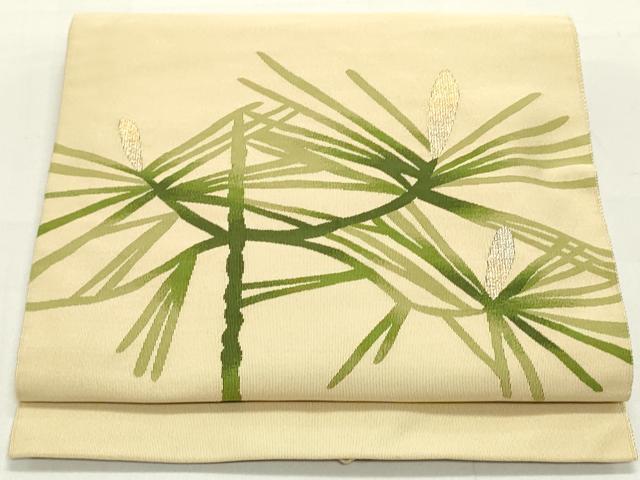平和屋着物●爪掻き本綴れ　八寸名古屋帯　松葉文　金銀糸　正絹　逸品　DAAU6803ob