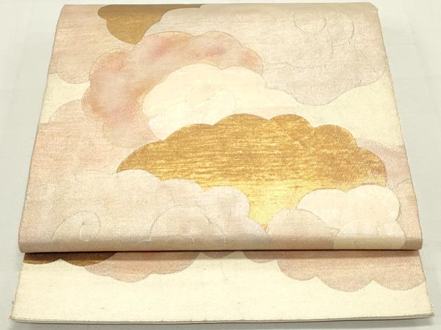 平和屋着物●創業280年　誉田屋源兵衛　太鼓柄袋帯　煌綾錦　雲文　本螺鈿箔　金糸　正絹　逸品　DAAU6818ob