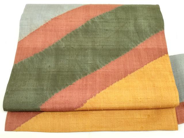 平和屋着物○九寸名古屋帯 生紬 抽象文様 正絹 逸品 DAAU6837ob 名古屋