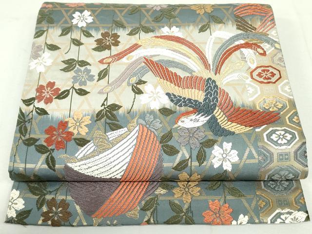 平和屋着物▽訪問着 単衣 友禅 草花文 金糸 金彩 正絹 逸品 AAAV2637fy