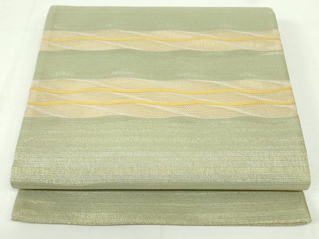 平和屋着物●ひなや工房　くむ・あむ・おる　伊豆蔵明彦　組織　太鼓柄袋帯　横段文　金糸　正絹　逸品　未使用　DAAU6909ob