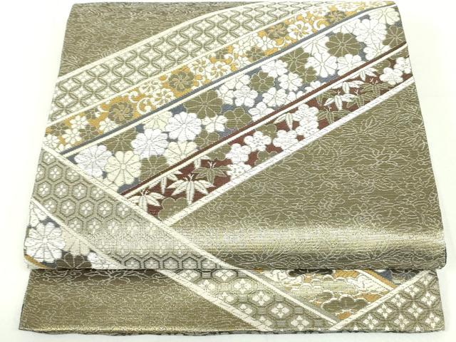 平和屋着物●両面　六通柄袋帯　七宝花唐草文　金銀糸　正絹　逸品　DAAU6912ob