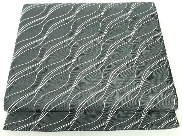 平和屋着物●全通柄袋帯　よろけ縞　正絹　逸品　DAAU6939ob