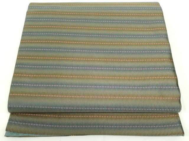 平和屋着物●両面　全通柄袋帯　横段文　正絹　逸品　DAAU6977ob