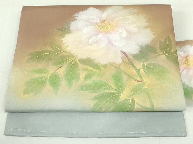 平和屋着物●九寸名古屋帯　手描き　草花文　金彩　正絹　逸品　DAAU6997ob