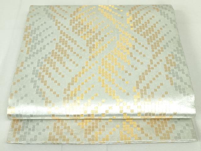 平和屋着物●西陣　長嶋成織物　ながしま帯　六通柄袋帯　瀞銀錦　流曲　金銀糸　正絹　逸品　DAAU6999ob