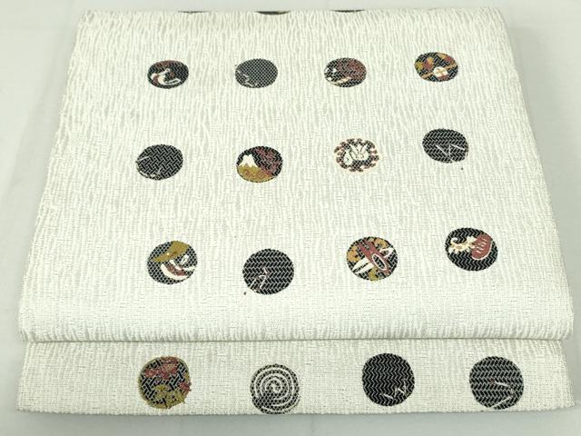 平和屋着物●六通柄袋帯　唐織　星暦　銀通し地　正絹　逸品　DAAU7000ob