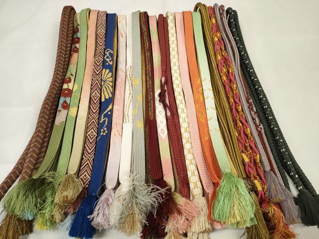 平和屋着物●和装小物　帯締め20本セット　高麗組　笹浪組　亀甲組　飾り玉　金糸　逸品　DAAU7827zzz