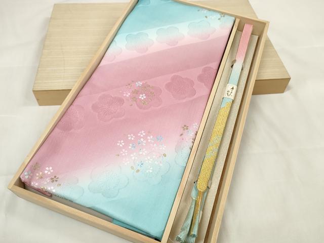 平和屋着物●和装小物　帯締め・帯揚げセット　斜線　梅地紋　小花　暈し染め　金彩　手組紐　高麗組　金糸　逸品　未使用　DAAU7962zzz