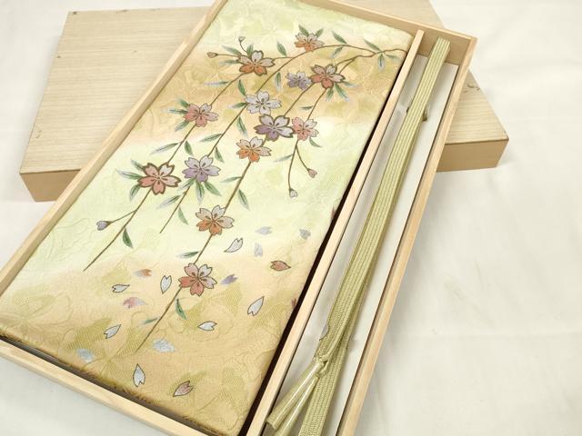 平和屋着物●和装小物　帯締め・帯揚げセット　枝垂れ花文　高麗組　金糸　逸品　未使用　DAAU7966zzz