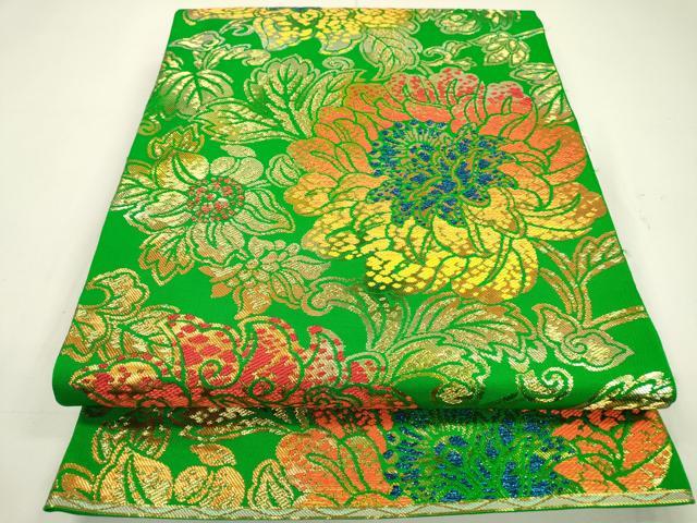 平和屋着物●六通柄　本袋帯　龍村平蔵柄　印金大牡丹錦　金銀糸　正絹　逸品　DAAU9109fe