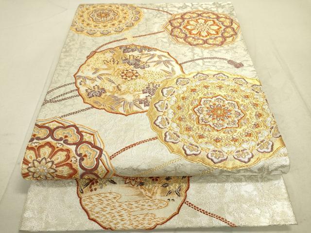 平和屋着物●西陣の名門　加納幸謹製　六通柄袋帯　唐織　鏡裏花文　金銀糸　正絹　逸品　DAAU9490fe