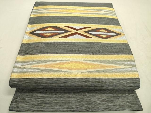 平和屋着物●太鼓柄袋帯　横段文　金銀糸　正絹　逸品　DAAU9493fe