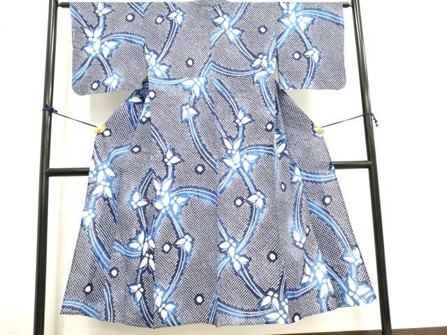 平和屋着物∴夏物　浴衣　有松鳴海絞り　舞蝶文　綿　逸品　DAAV0379cd