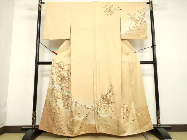 平和屋着物●訪問着　色紙枝花文　暈し染め　金彩　正絹　逸品　DAAV1045tw