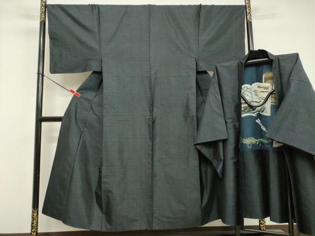 平和屋着物●男性　本場大島紬　アンサンブル　亀甲柄　正絹　逸品　DAAV1115tw