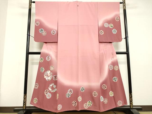 平和屋着物●工芸染織　小いけ謹製　訪問着　作家物　雪輪草花丸文　暈し染め　金彩　正絹　逸品　未使用　DAAV1141tw