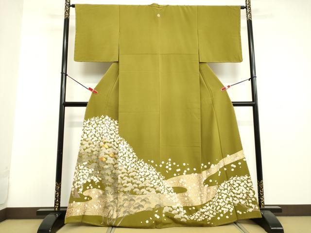 平和屋着物●豪華色留袖　駒刺繍　流水枝梅松文　金彩　正絹　逸品　未使用　DAAV1146tw