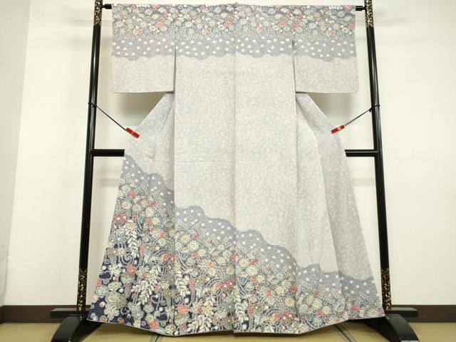 平和屋着物●訪問着　絞り　辻が花　銀通し地　正絹　逸品　DAAV1255tw