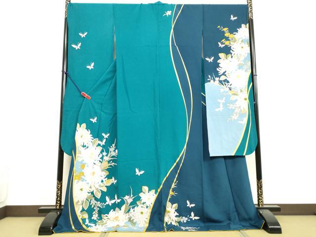 平和屋着物●豪華振袖　花蝶文　金彩　正絹　逸品　DAAV1256tw