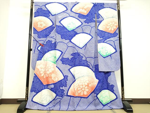 平和屋着物●豪華振袖　総絞り　地紙草花文　正絹　逸品　DAAV1266tw