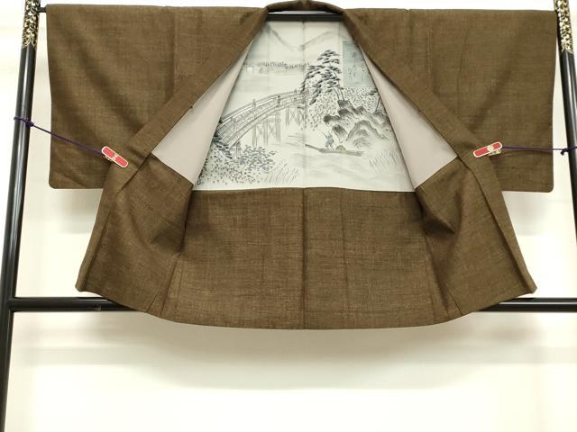 平和屋着物○男性 紬 アンサンブル 涅色 正絹 逸品 未使用 DAAS2480tw