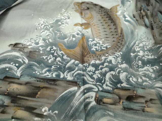 平和屋着物○男性 色紋付 藍鉄色 正絹 逸品 CAAR8083vf