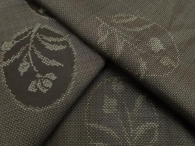 平和屋着物●本場大島紬　9マルキ　草花丸文　正絹　逸品　DAAV1328tw