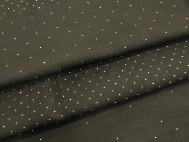 平和屋着物●上質な紬　絣文様　黒地　正絹　逸品　DAAV1330tw