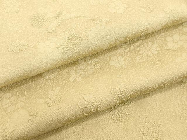 平和屋着物●上質な色無地　扇面舞花地紋　白橡色　正絹　逸品　未使用　DAAV1334tw