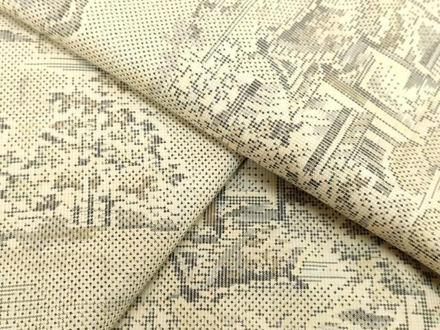 平和屋着物●都喜ヱ門　本場大島紬　白大島　7マルキ　総絣　風景文　正絹　逸品　DAAV1367tw
