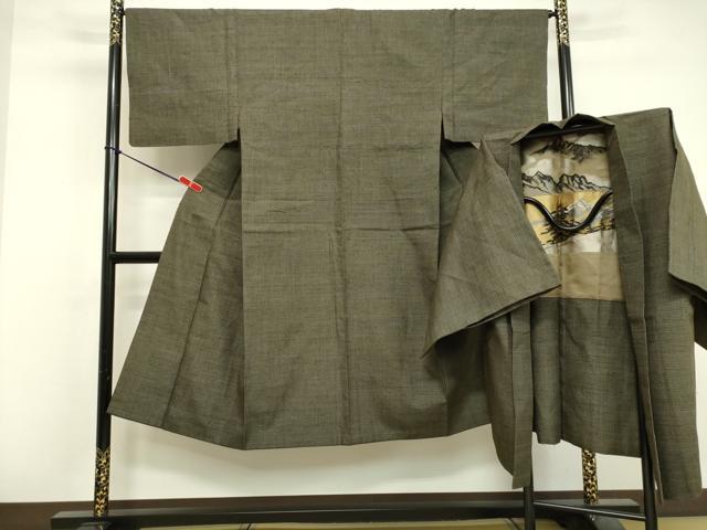 平和屋着物●男性　紬　アンサンブル　100亀甲　総詰め　正絹　逸品　DAAV1396tw