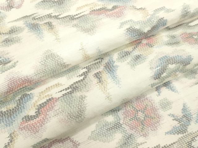 平和屋着物●本場大島紬　白大島　総絣　樹林花松文　正絹　逸品　未使用　DAAV1418tw