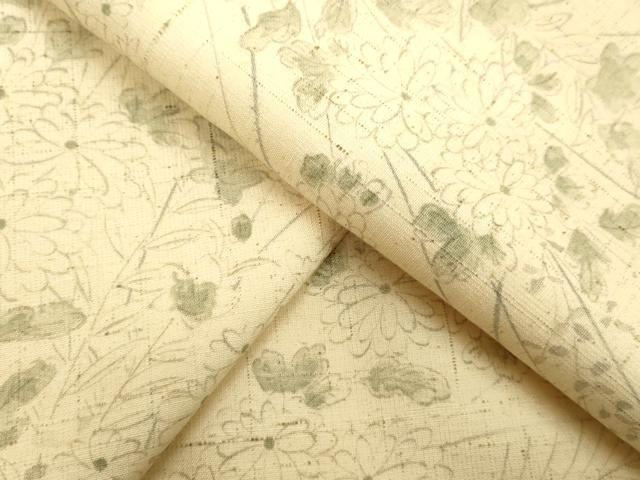 平和屋着物●上質な小紋　紬地　手描き　草花文　正絹　逸品　DAAV1422tw