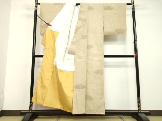 平和屋着物○本場結城紬 重要無形文化財 100亀甲 雲文 正絹 逸品