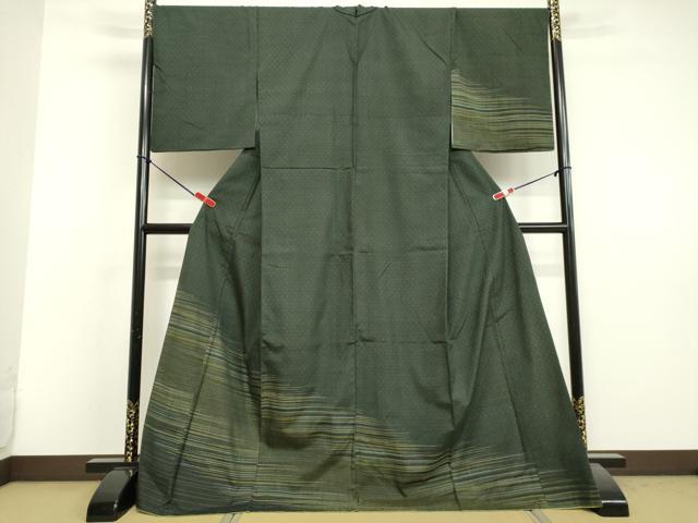 平和屋着物●訪問着　紬地　霞文　ロング丈　正絹　逸品　DAAV1471tw